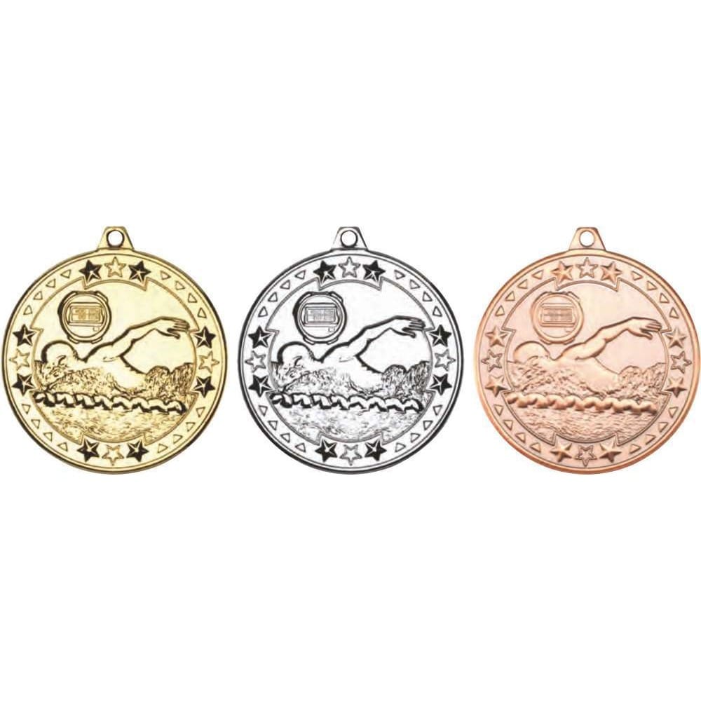 Tri Star Swimming Medal - M72 | Impact Trophies