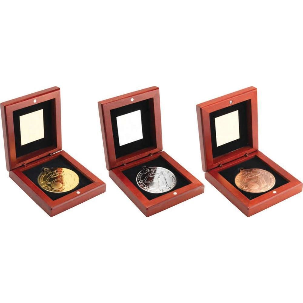 Tri Star Golf Medal & Rosewood Box - JR2-TY35 | Impact Trophies