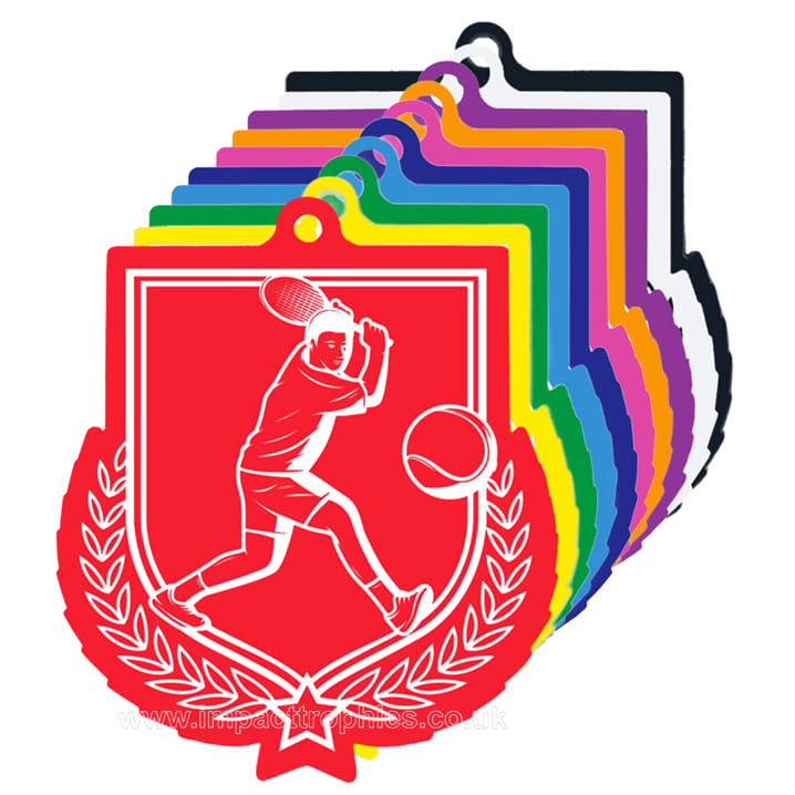 Impact Men's Tennis Shield Medal Colour - AFMM1-TEN1/ Clr | Impact Trophies