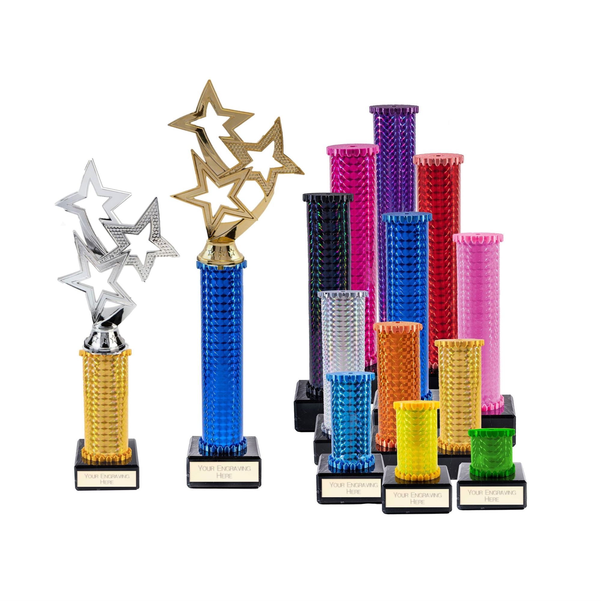 Icon Holographic Tri-Star Award Column Trophyy - AFCOLH-AFBP09 | Impact ...