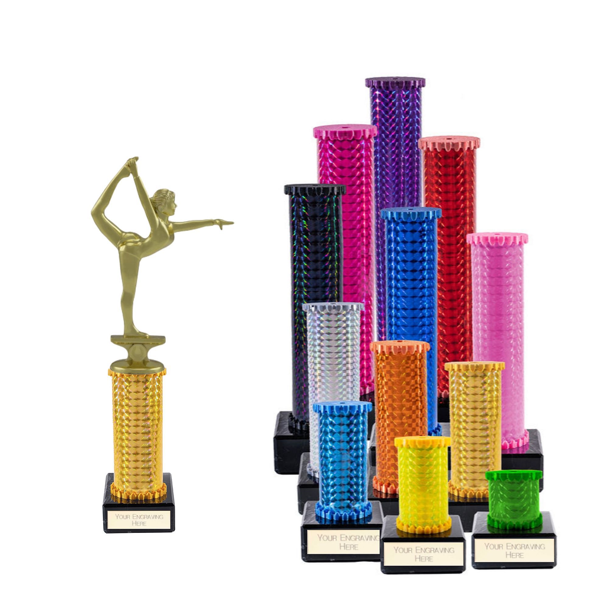 Icon Holographic Female Gymnastics Column Trophy - AFCOLH-GSF10846G ...