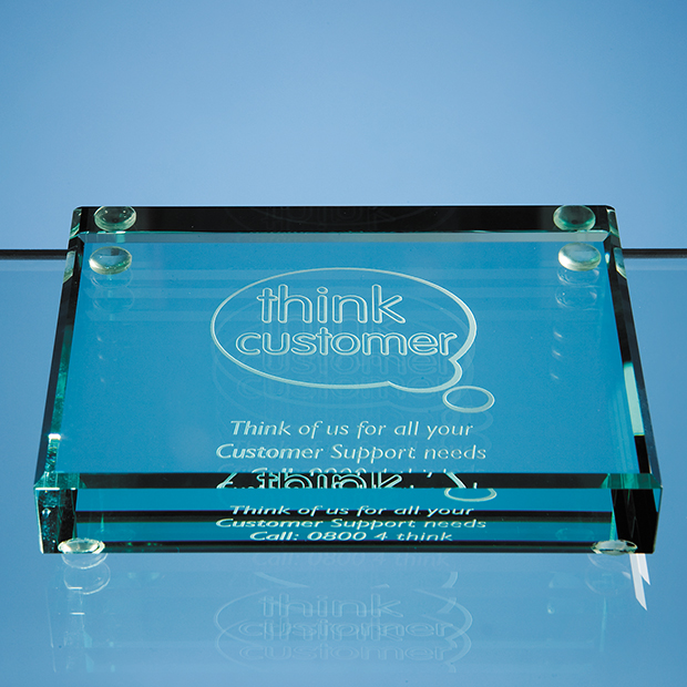 Jade Glass Rectangle Paperweight - T3536 | Impact Trophies
