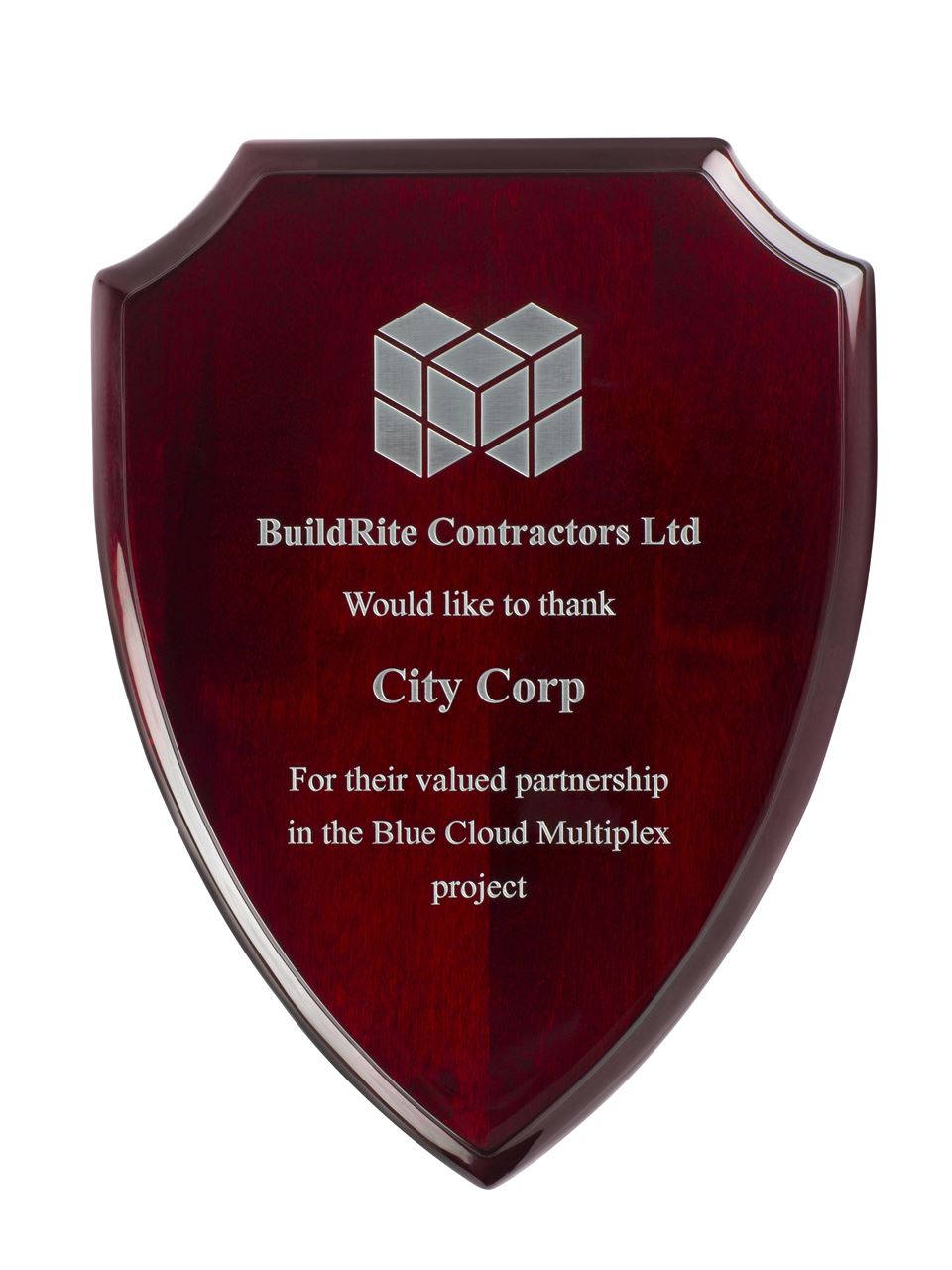 High Gloss Rosewood Finish Shield Plaque - TZ040 | Impact Trophies