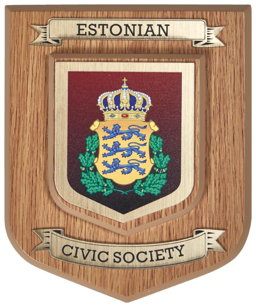 Light Oak Heraldic Shield with Two Scrolls - LW2 | Impact Trophies