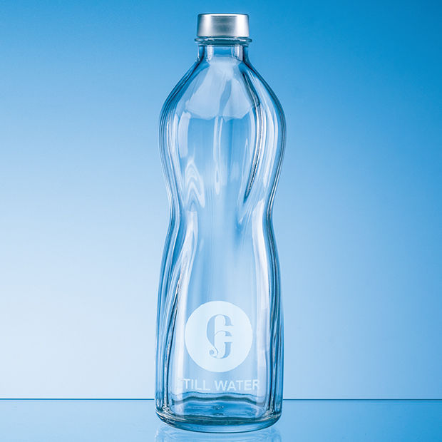 Rippled Aqua Screw Top Bottle 1ltr - BR20 | Impact Trophies