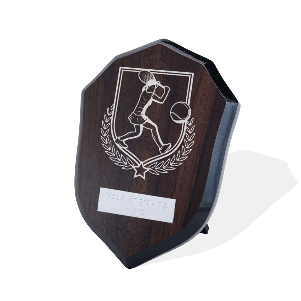 Britannia Women's Tennis Walnut Shield - AFWS31TEN2 | Impact Trophies