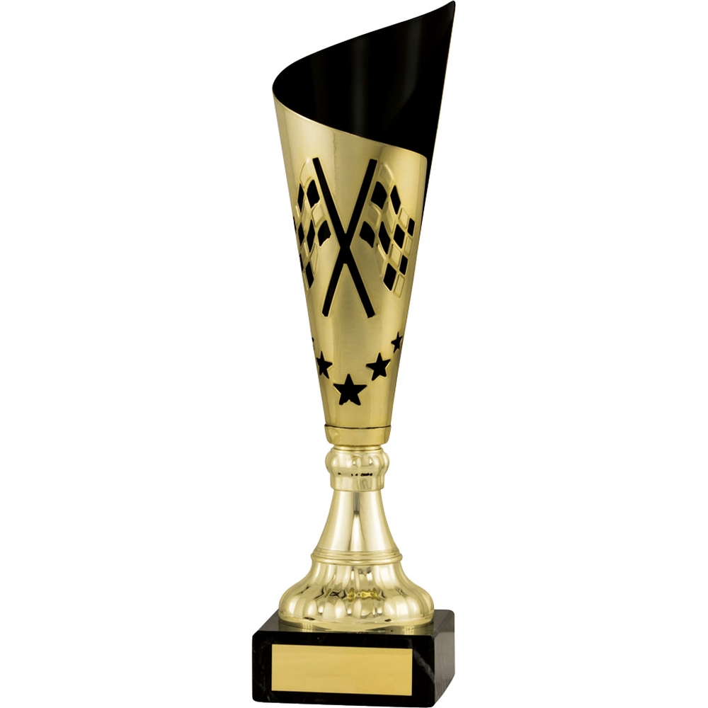 Laser Cut Gold & Black Chequered Flag Award - 2073 | Impact Trophies