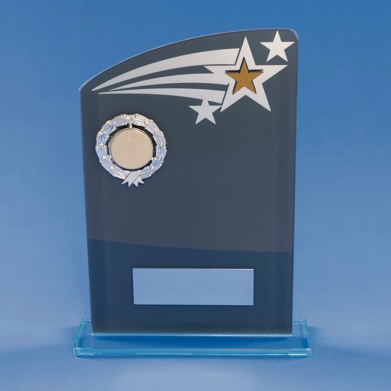 Heath Star Curved Glass Award with logo insert - 1838 | Impact Trophies