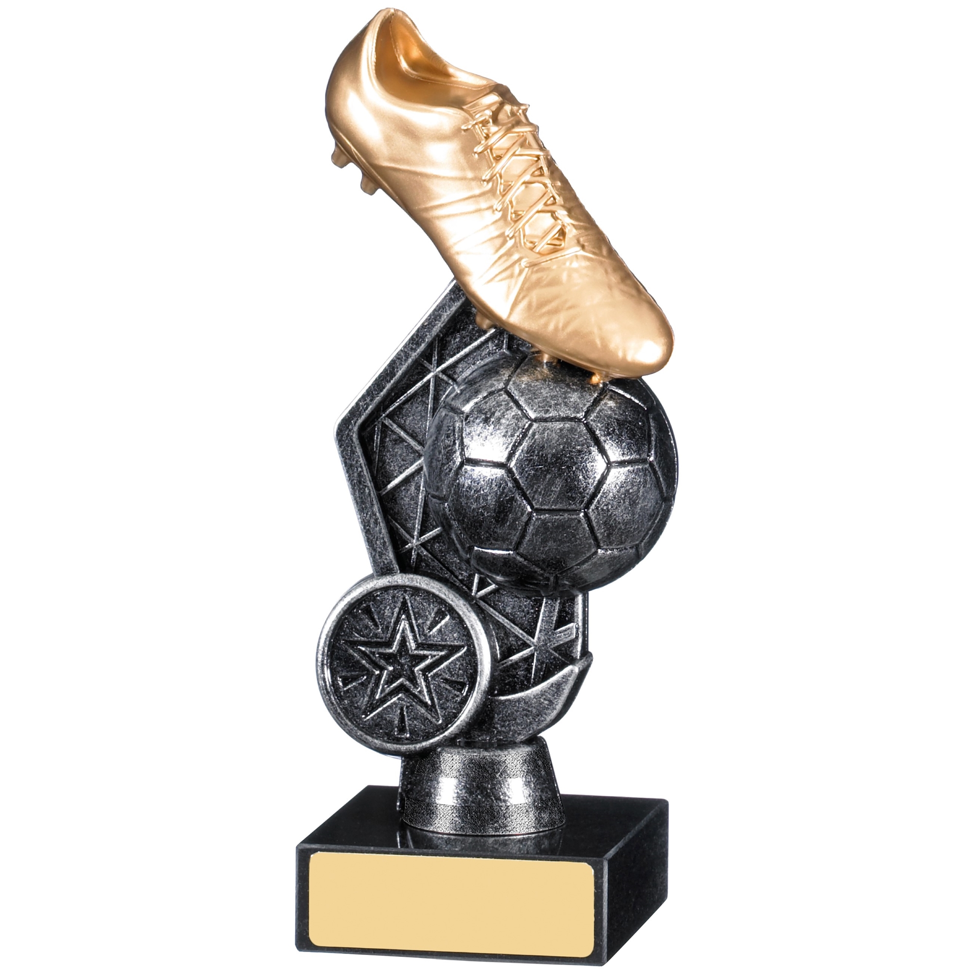 Hex Football & Boot Trophy Gold & Gunmetal - A0231A | Impact Trophies