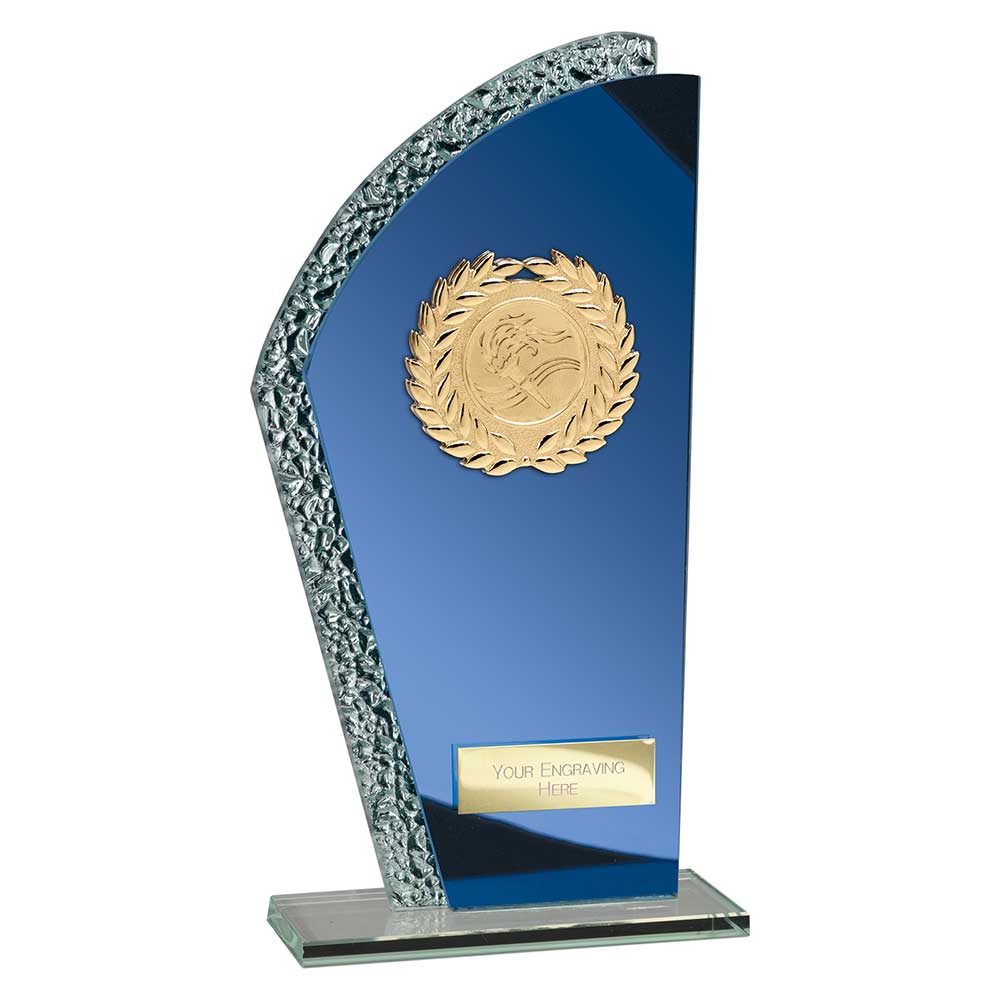 Hawk Multisport Glass Award - Blue & Silver -CR25648 | Impact Trophies