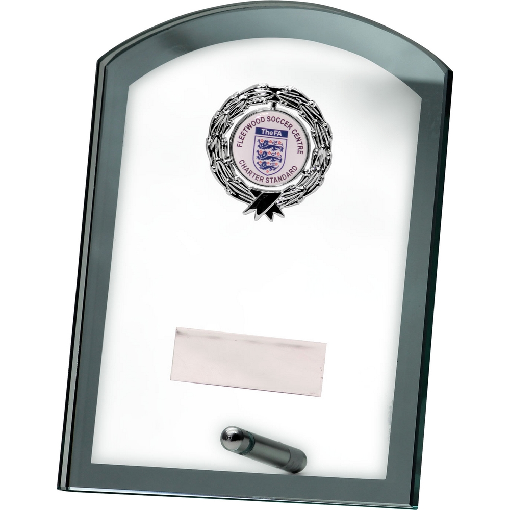 Fiona curved Glass Award with logo insert - 1836 | Impact Trophies