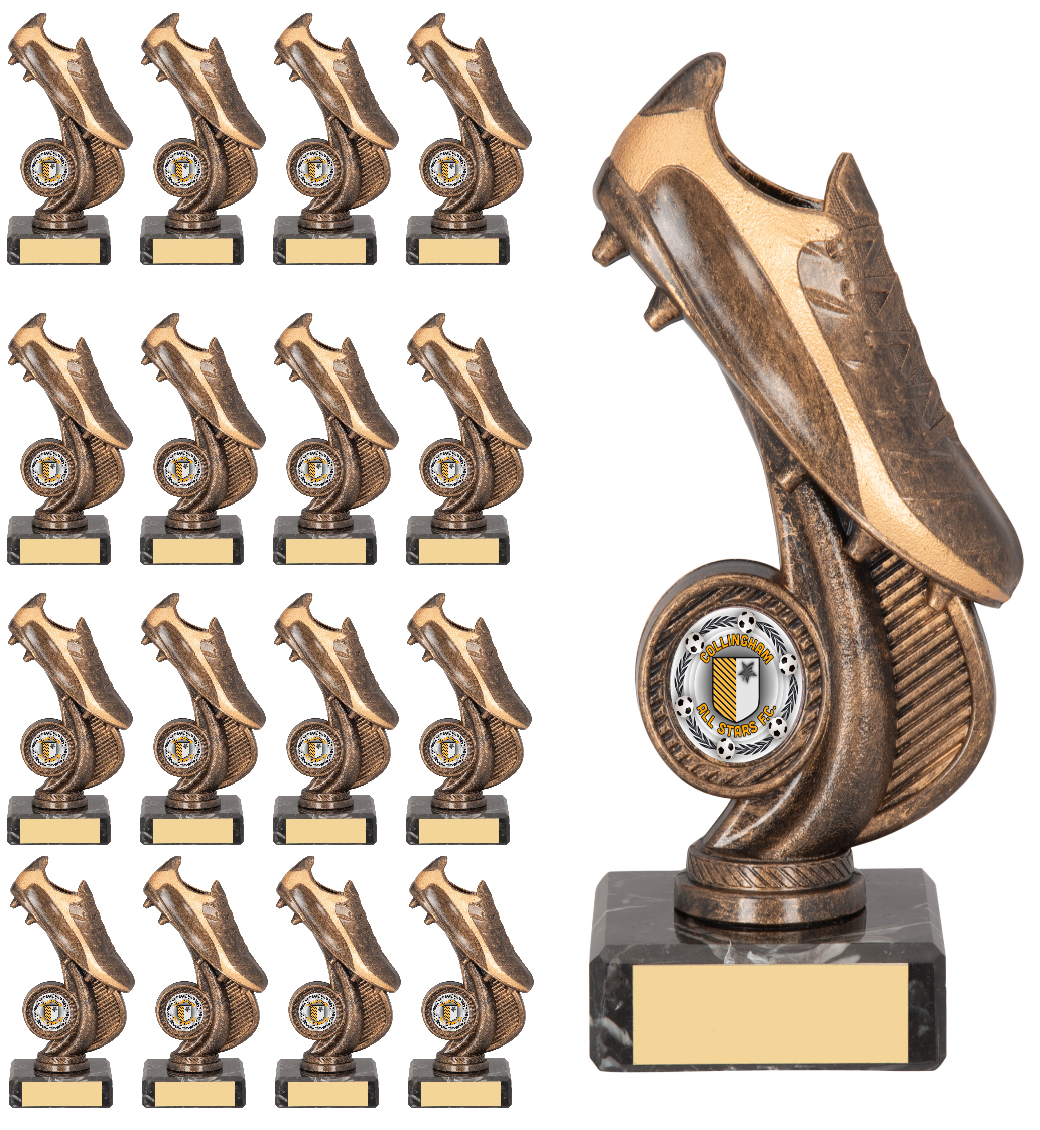 Soaring Football Boot Trophy in Antique Gold Pack of 16 - F52B | Impact ...