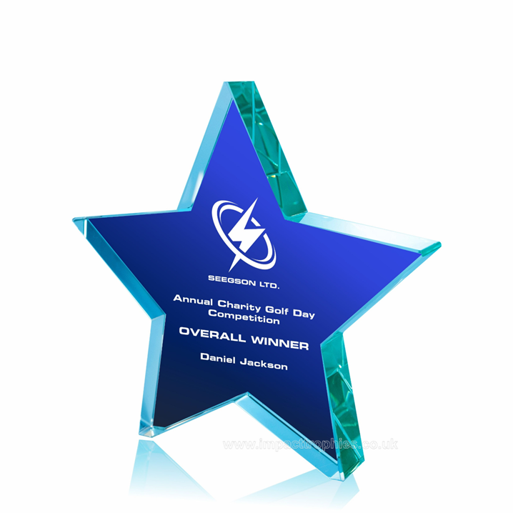 Impact Star Chroma Blue Ice Glass Award - AFG026BI | Impact Trophies