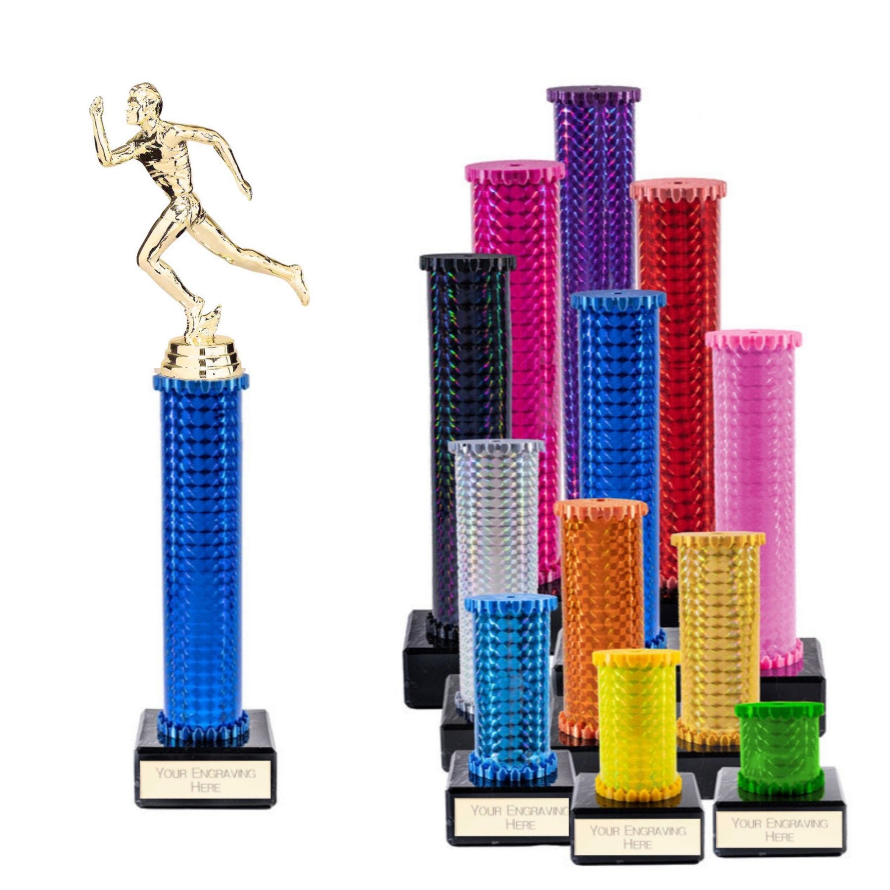 Icon Holographic Running Column Trophy - AFCOLH-FR09G | Impact Trophies